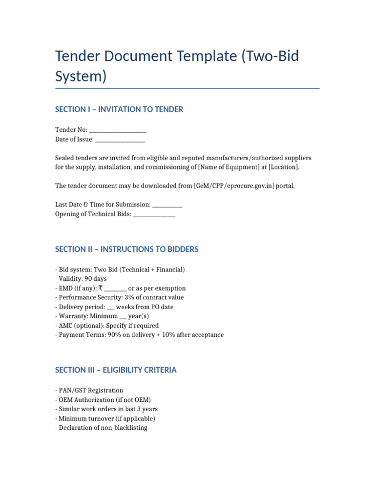 Tender Document Template | PDF