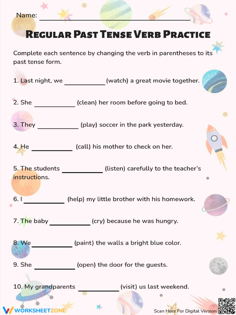 Regular Past Tense Verb Practice - Grammar Worksheet | PDF