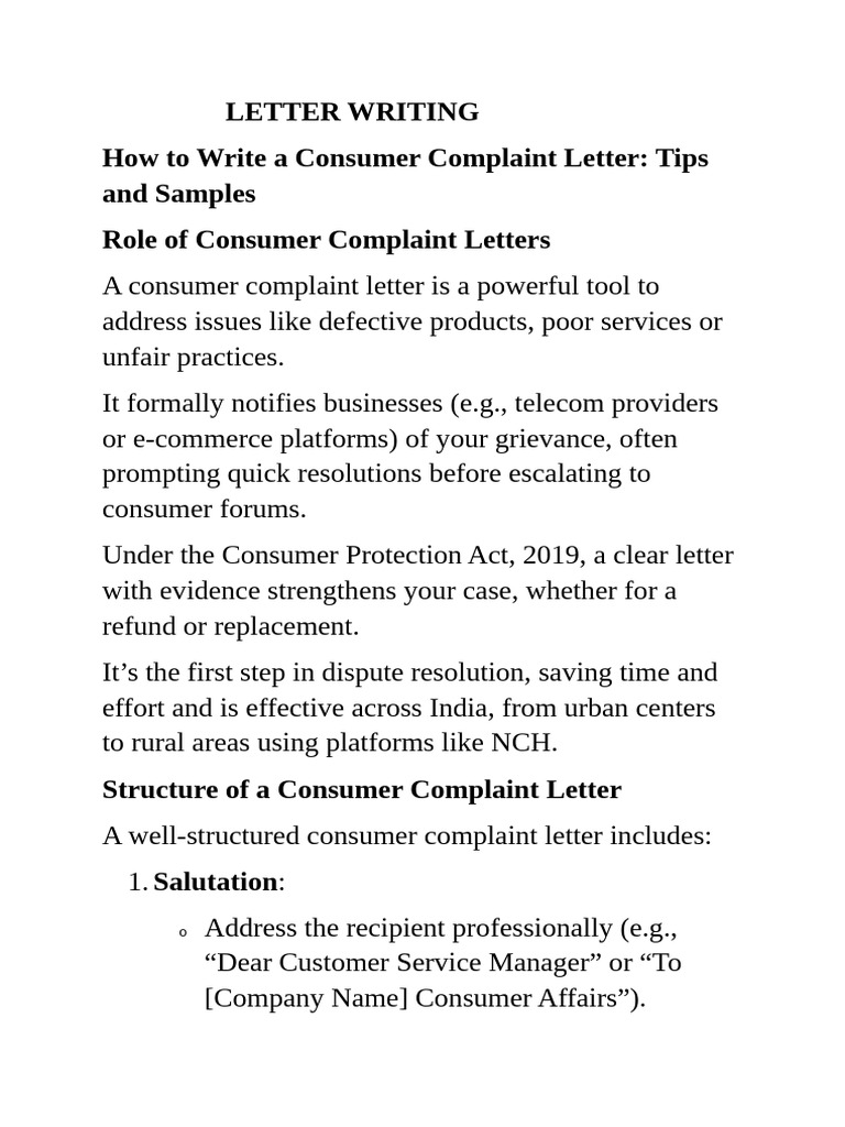 How to Write Effective Complaint Letters | PDF | Receipt | Consumer ...