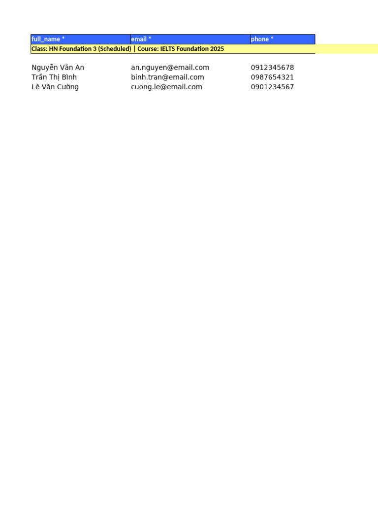 Class 4 Enrollment Template | PDF