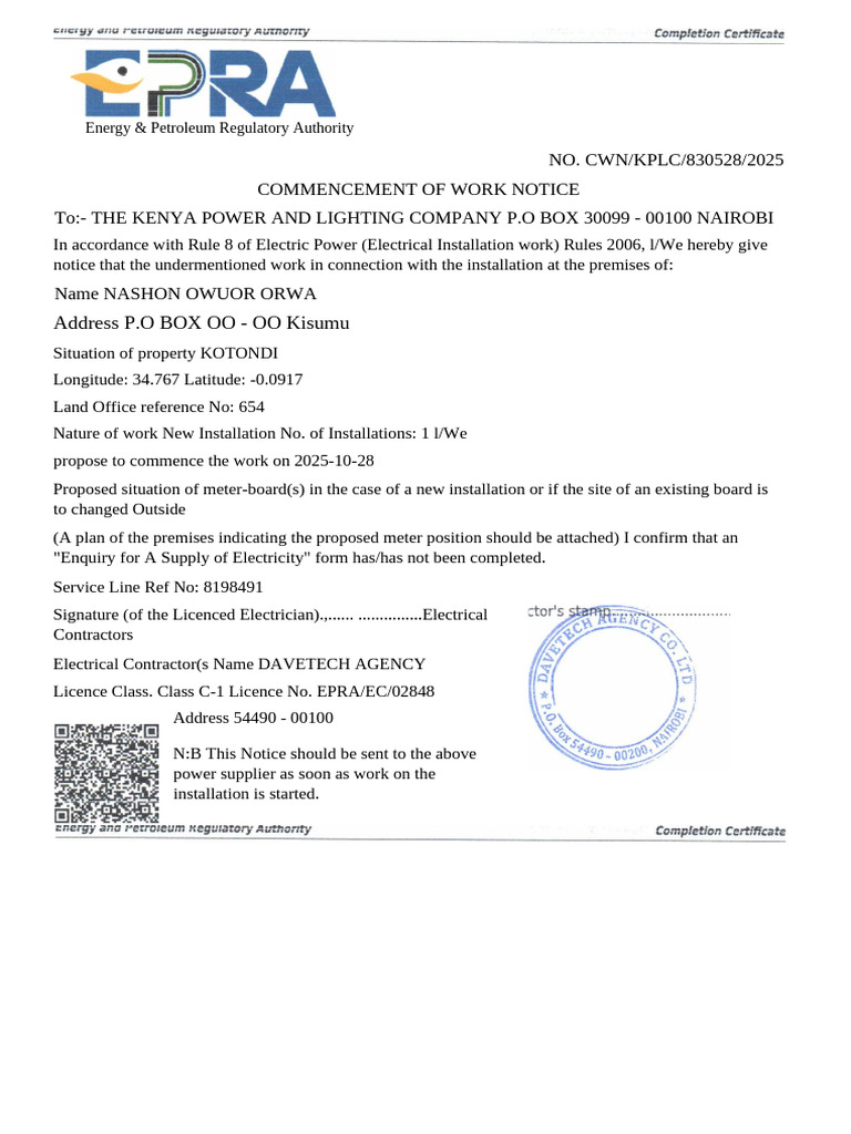 Commencement CF Work Notice - For Merge | PDF | Electrician | Power ...