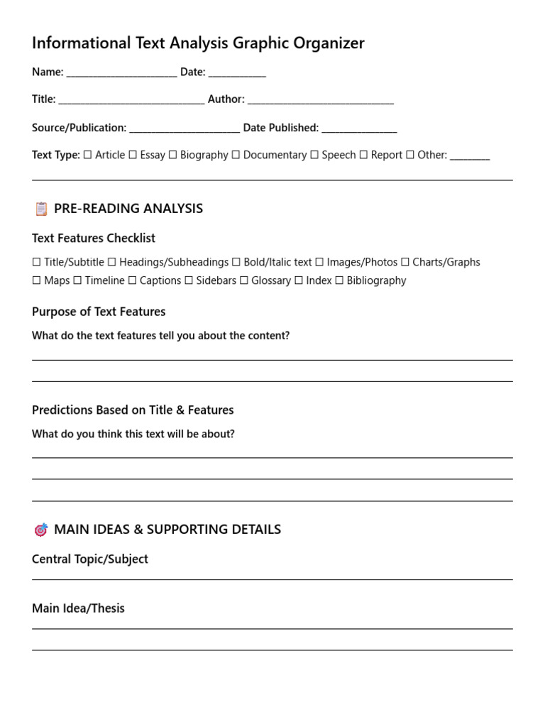 Informational Text Analysis Graphic Organizer | PDF | Argument ...