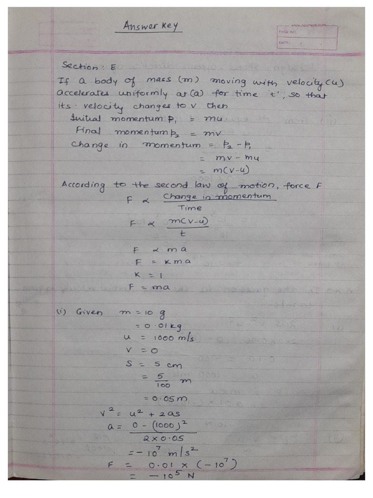 IXth 8th Sept. Physics Paper With Answer Key | PDF