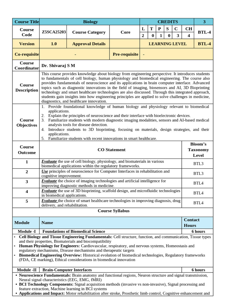 Biomedical Engineering Course Overview | PDF | Medical Imaging | Medicine