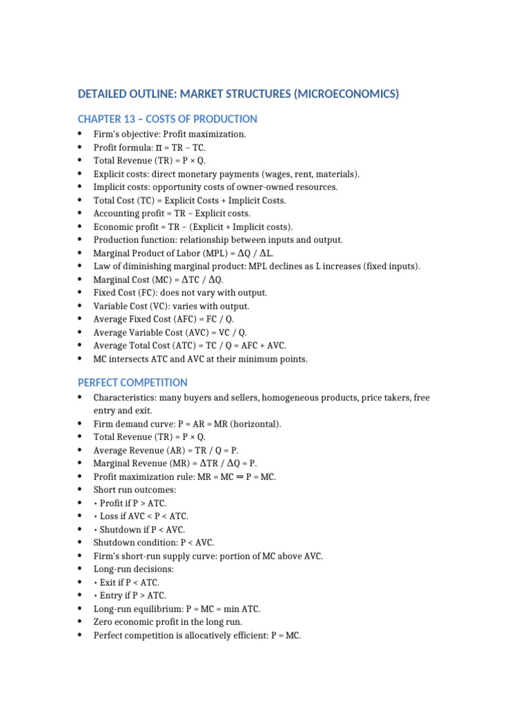 Market Structures in Microeconomics | PDF | Monopoly | Profit (Economics)