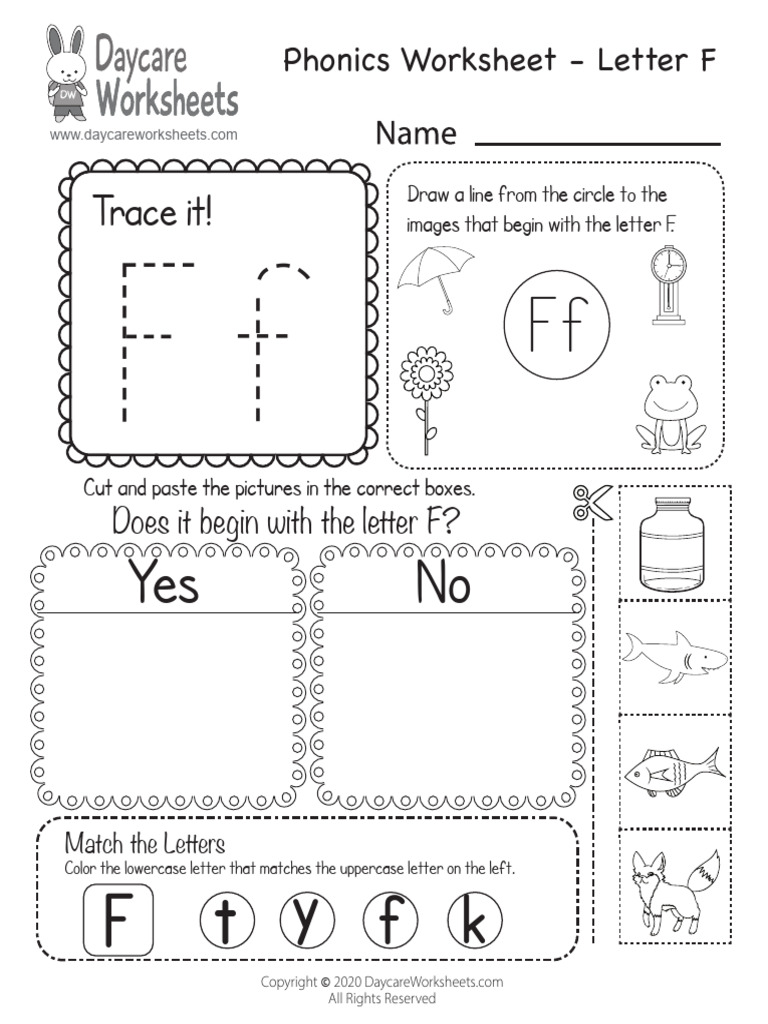Beginning Sounds F Phonics Worksheet | PDF