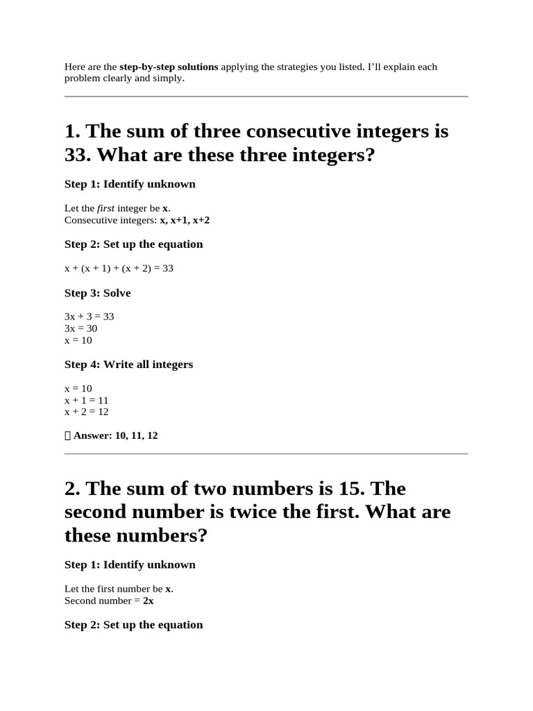 Step-by-Step Math Problem Solutions | PDF
