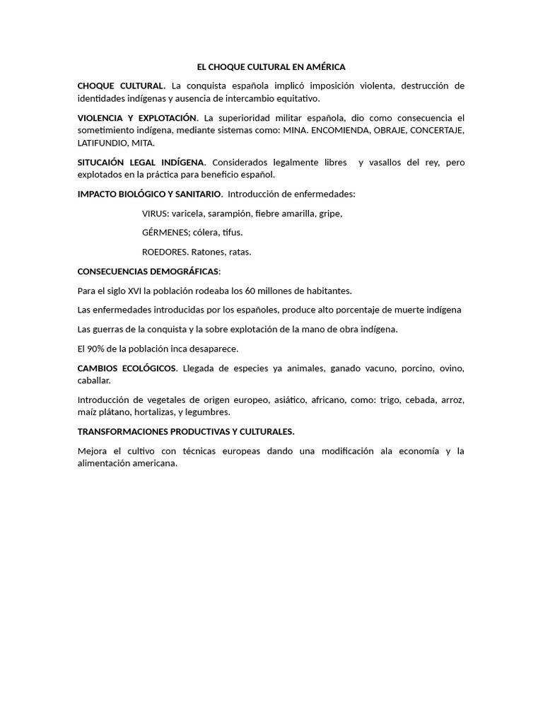 3ro El Choque Cultural en América | PDF