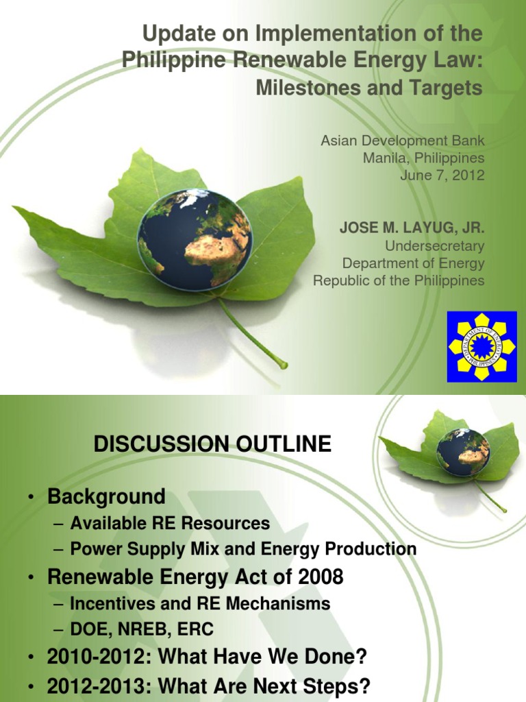 Jose Layug - Update On Implementation of The Philippines Renewable ...