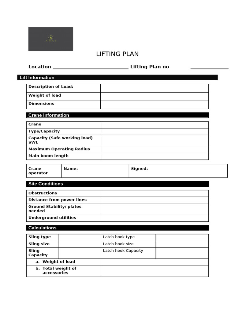 Lifting Plan Daily | PDF