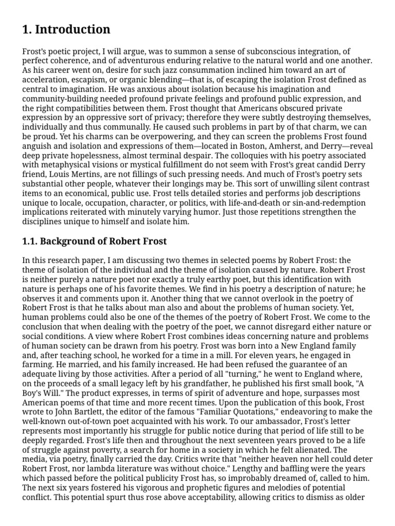 Robert Frost: Themes of Isolation in Poetry | PDF | Poetry