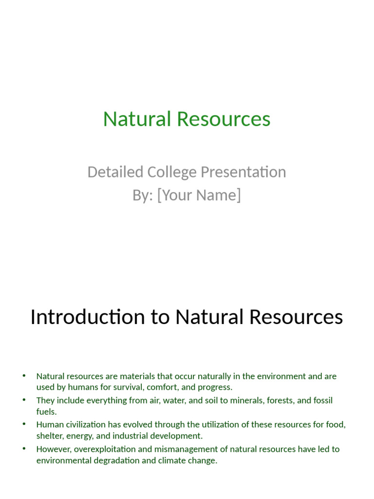 Natural Resources Detailed Presentation | PDF | Renewable Energy ...
