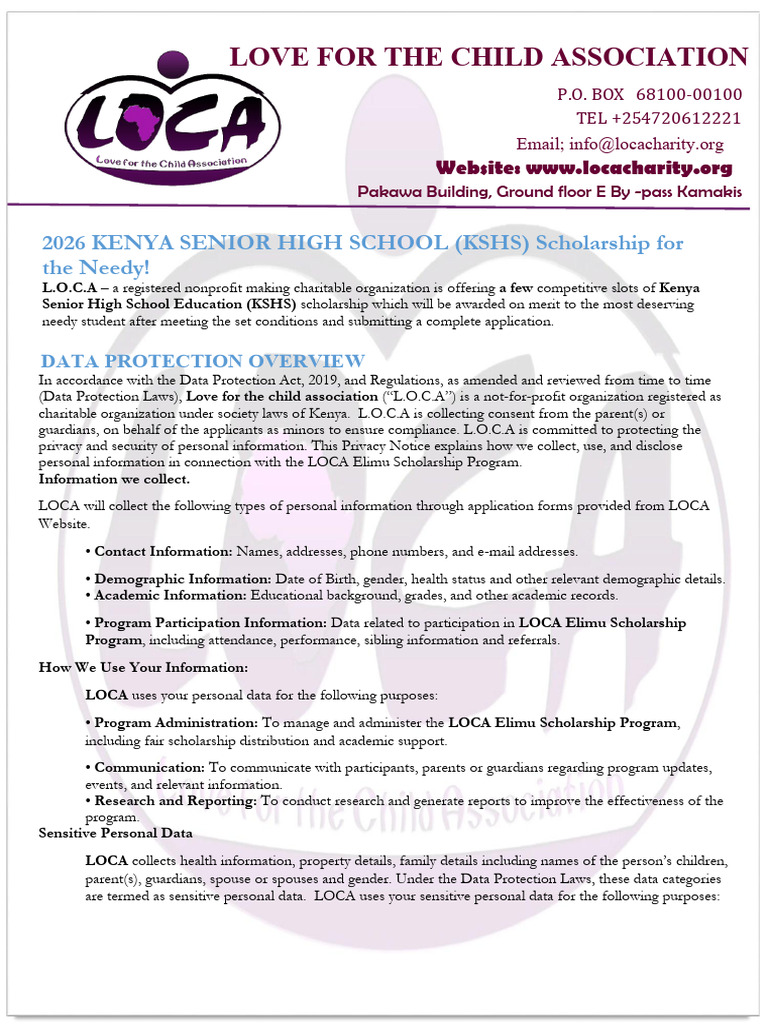 LOCA KSHS Scholarship Application Guide | PDF | Parent | Information