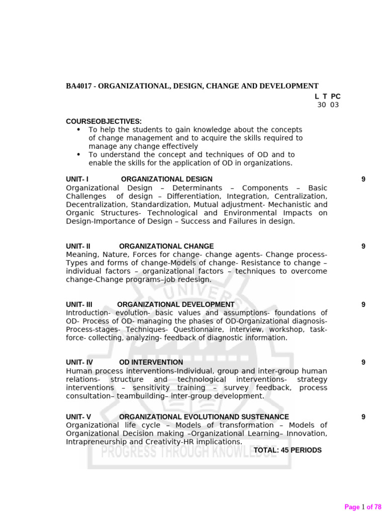 Organizational Design and Change Management | PDF | Organizational ...
