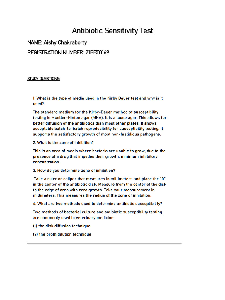 Antibiotic Sensitivity Tes1 | PDF