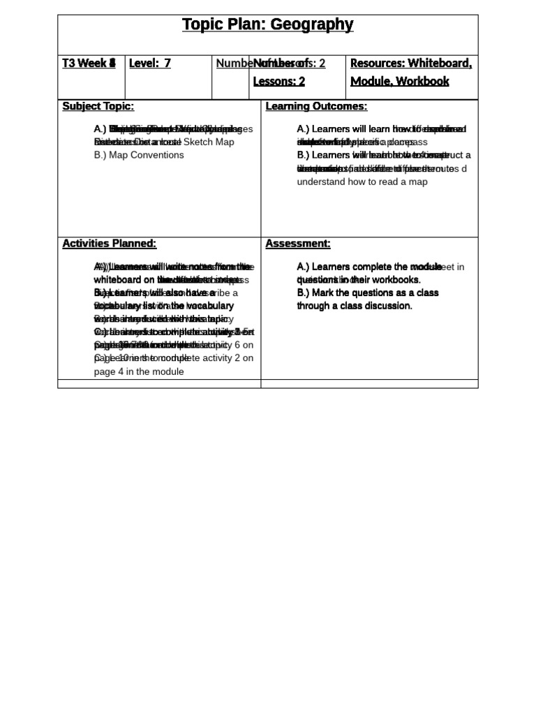Geography Lesson Plan for Level 7 | PDF | Vocabulary | Geography