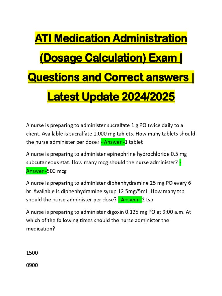 ATI Medication Administration | PDF | Dose (Biochemistry) | Chemistry