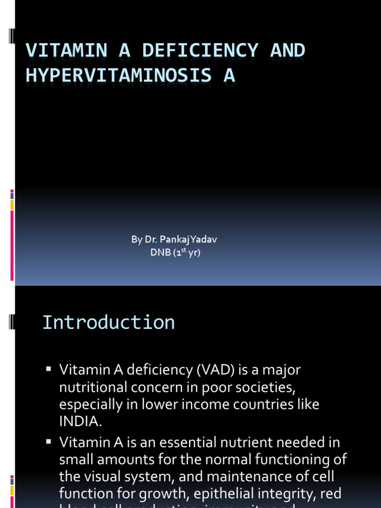 Vitamin A Deficiency and Hypervitaminosis A | PDF | Vitamin A | Retinal