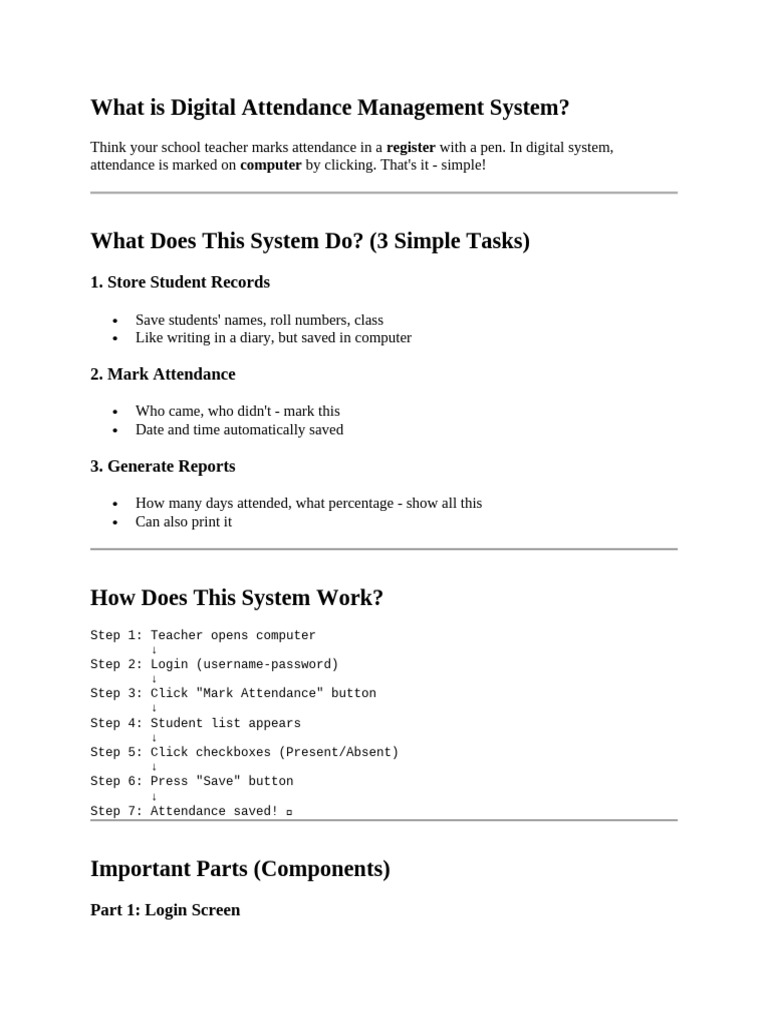 Digital Attendance Management System Guide | PDF | System Software ...