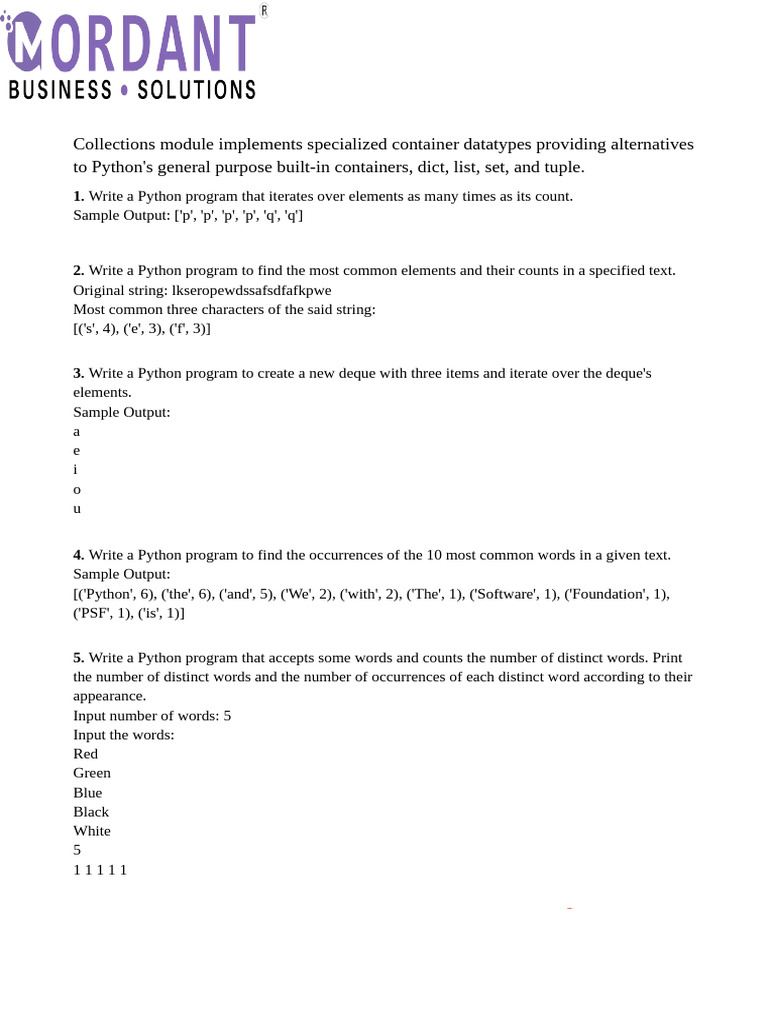 Python Exercise Collection | PDF | String (Computer Science) | Python ...