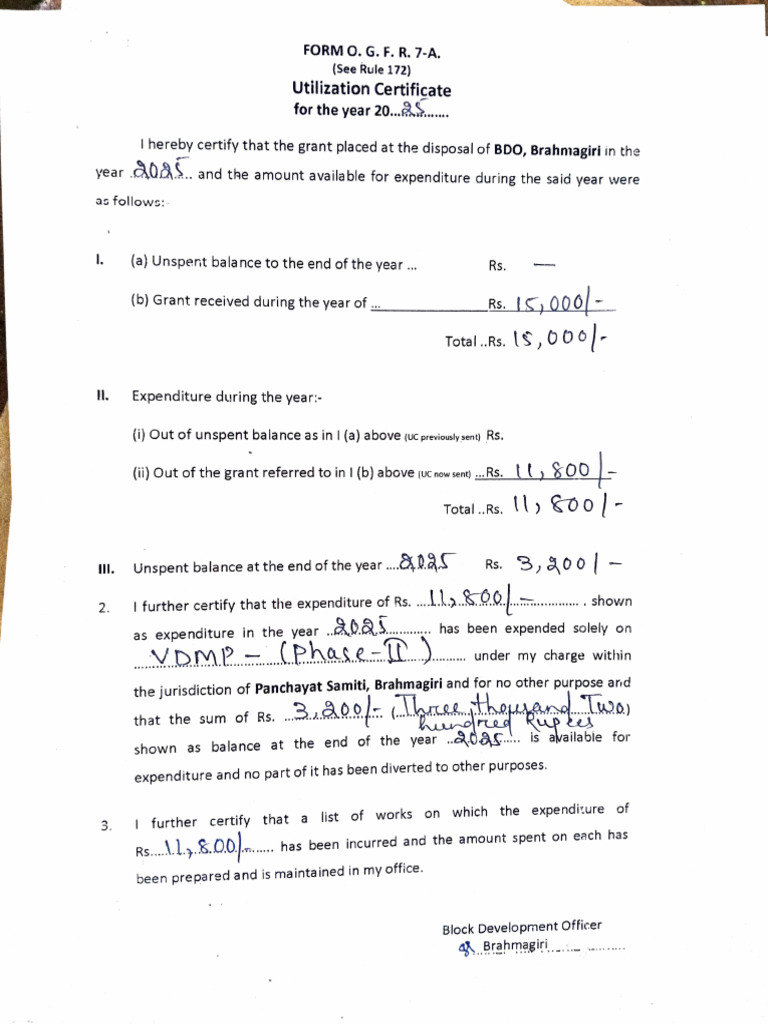 Utilization Certificate for Grant Expenditure | PDF