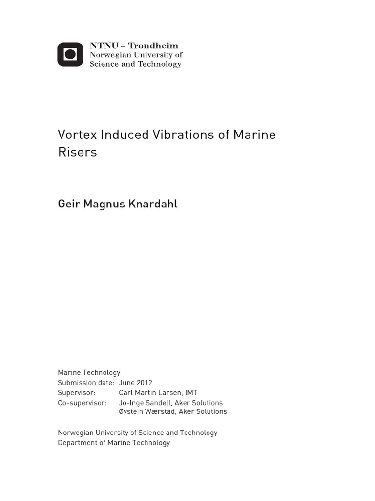 Vortex Induced Vibrations in Marine Risers | PDF | Fatigue (Material ...