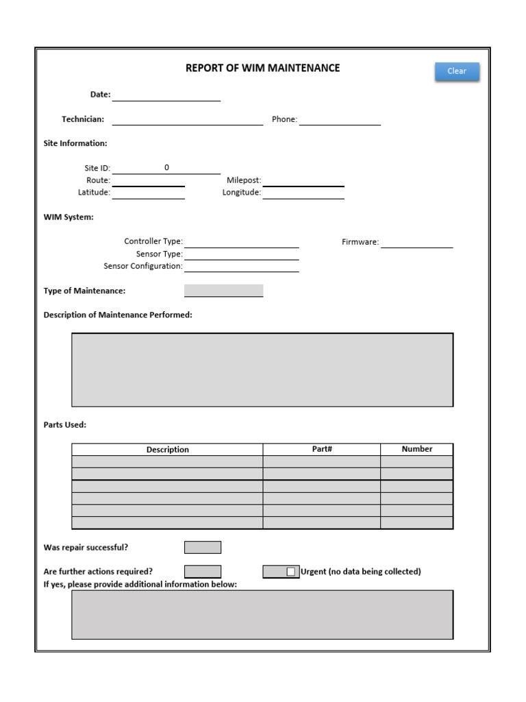 Appendix e Example Wim Site Maintenance Report (Az Dot) | PDF