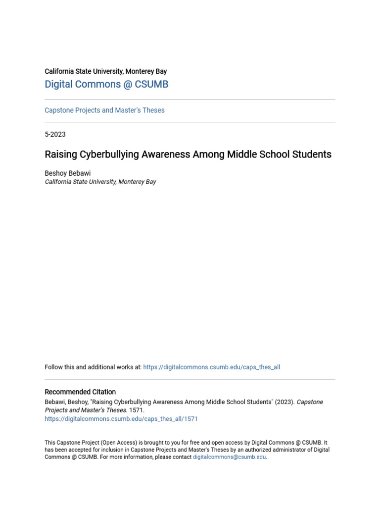 Raising Cyberbullying Awareness Among Middle School Students | PDF ...