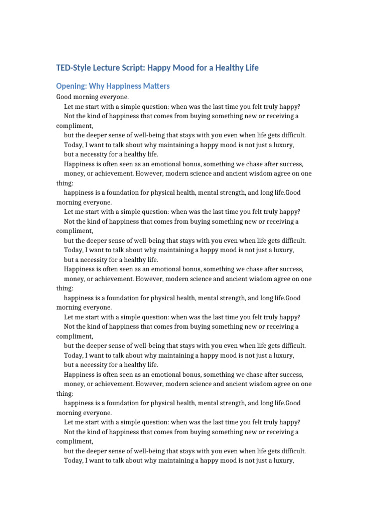 Happy Mood Healthy Life | PDF | Happiness | Mental Health