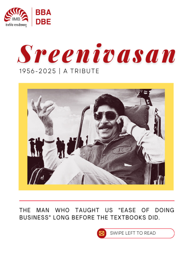 Sreenivasan IIM Bangalore Tribute | PDF | Business | Economies
