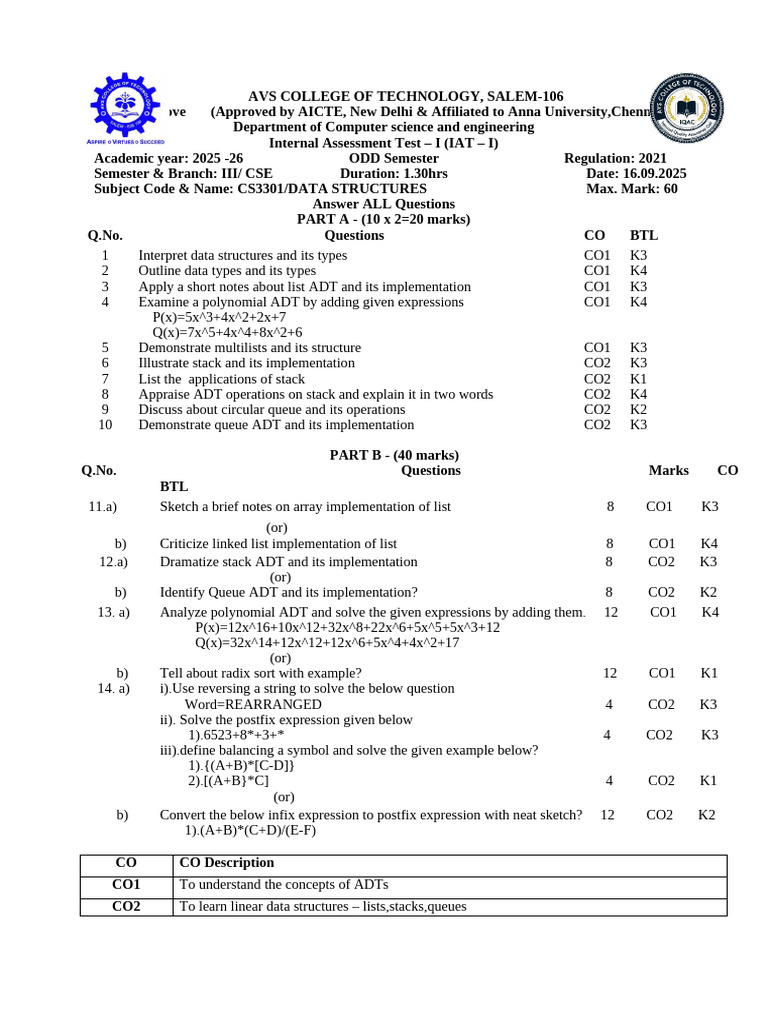 Data Structures Question | PDF | Computer Science | Computing