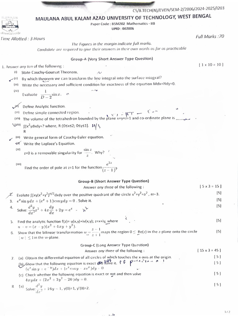 Math PYQ 24-25 (2nd Sem) | PDF