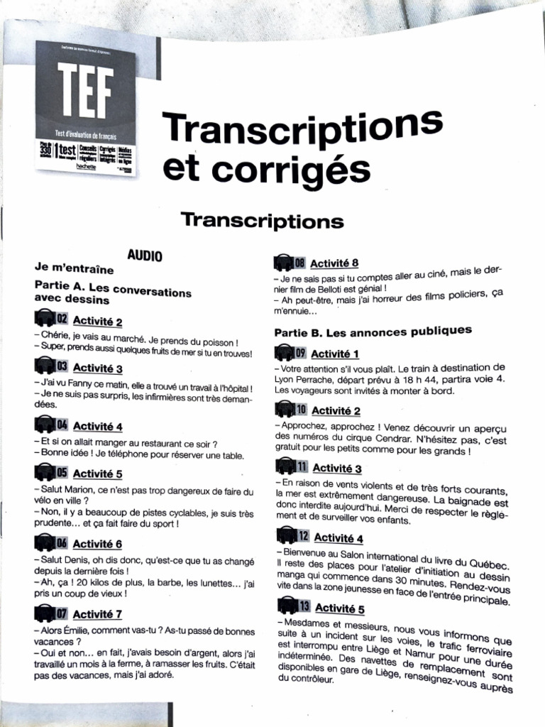 Transcriptions et corrigés | PDF