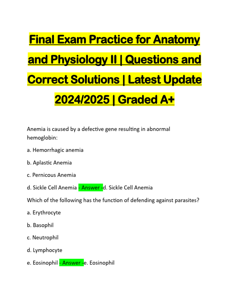 Anatomy & Physiology II Exam Prep | PDF | Heart Valve | Respiratory Tract