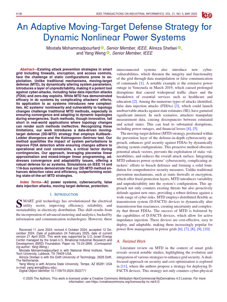 An Adaptive Moving-Target Defense Strategy For Dynamic Nonlinear Power ...