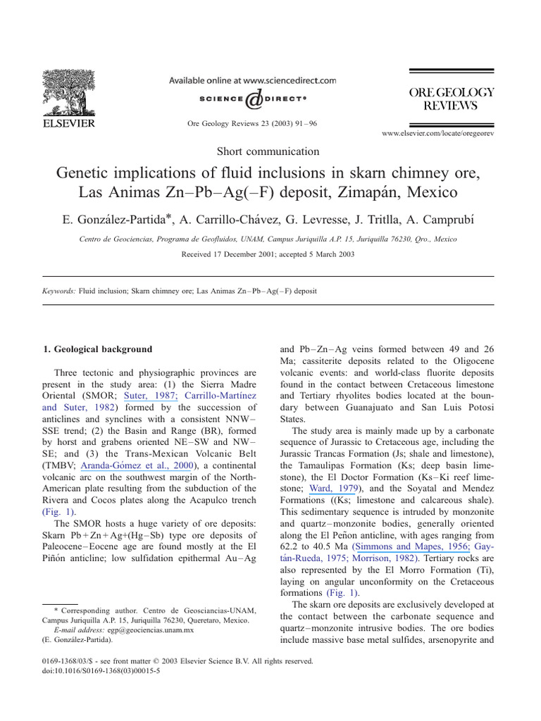 Genetic Insights on Las Animas Skarn Ore | PDF | Minerals | Geology