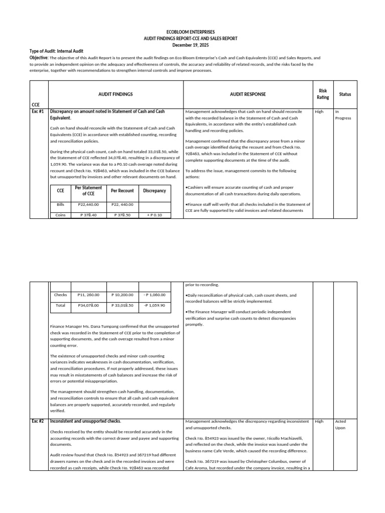 Audit Report- Ecobloom - Copy | PDF | Audit | Invoice