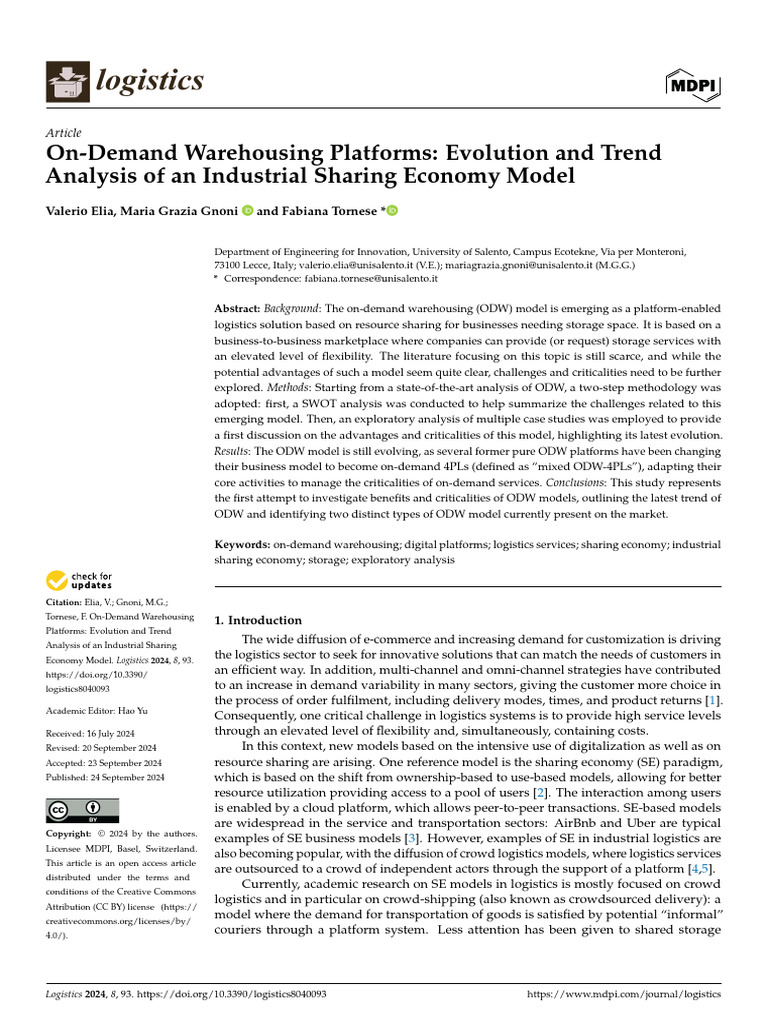 On-Demand Warehousing Trends Analysis | PDF | Warehouse | Logistics
