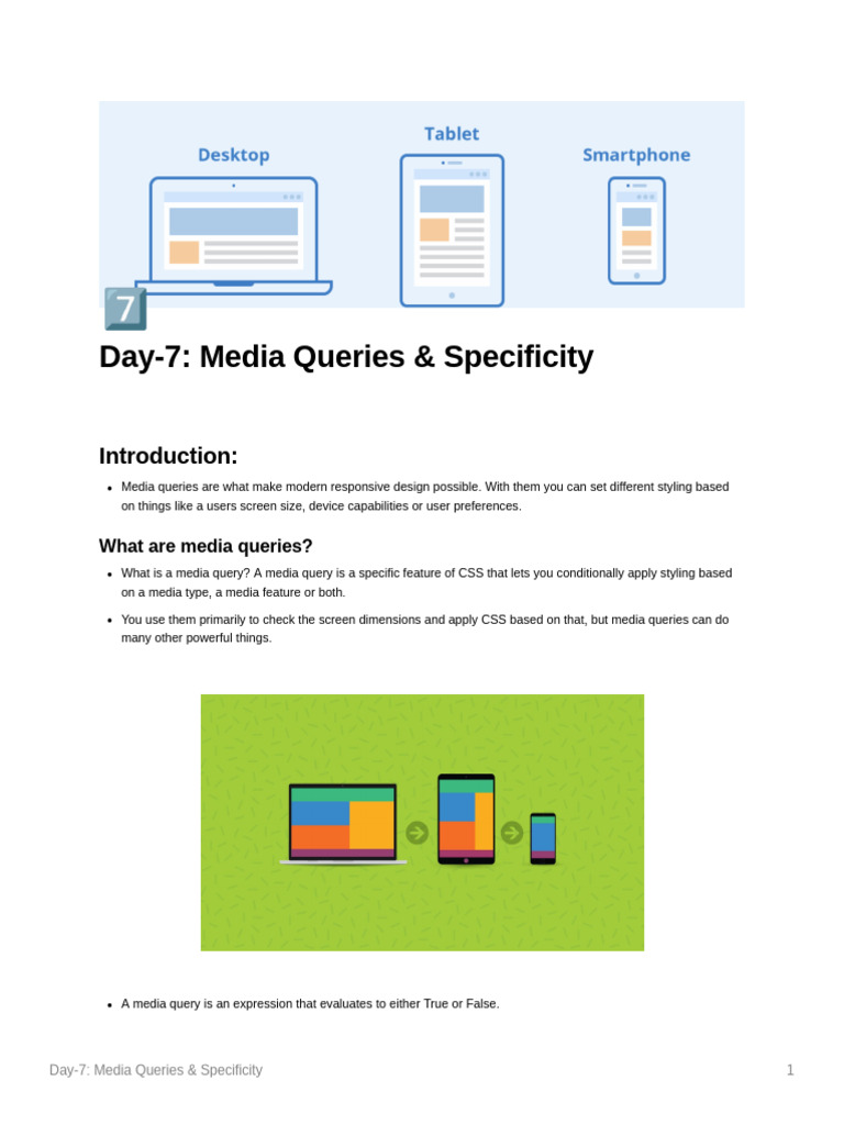 Day-7 Media Queries Specificity | PDF | Computing | Computer Programming
