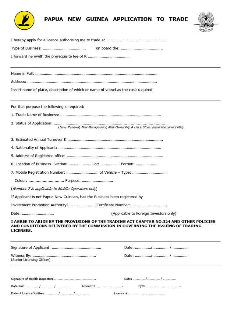 Trade License Application Form | PDF