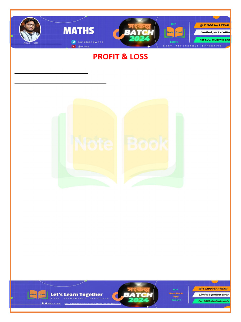 Profit and Loss Calculations Guide | PDF | Percentage | Prices