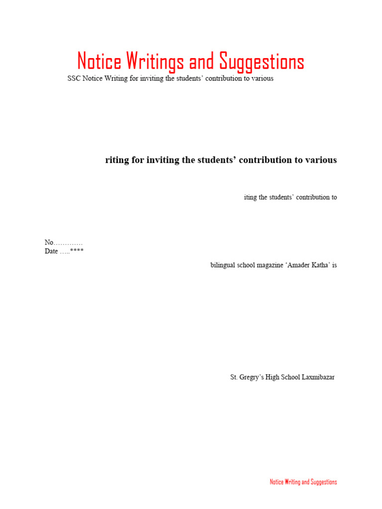 Notice Writings and Suggestions | PDF