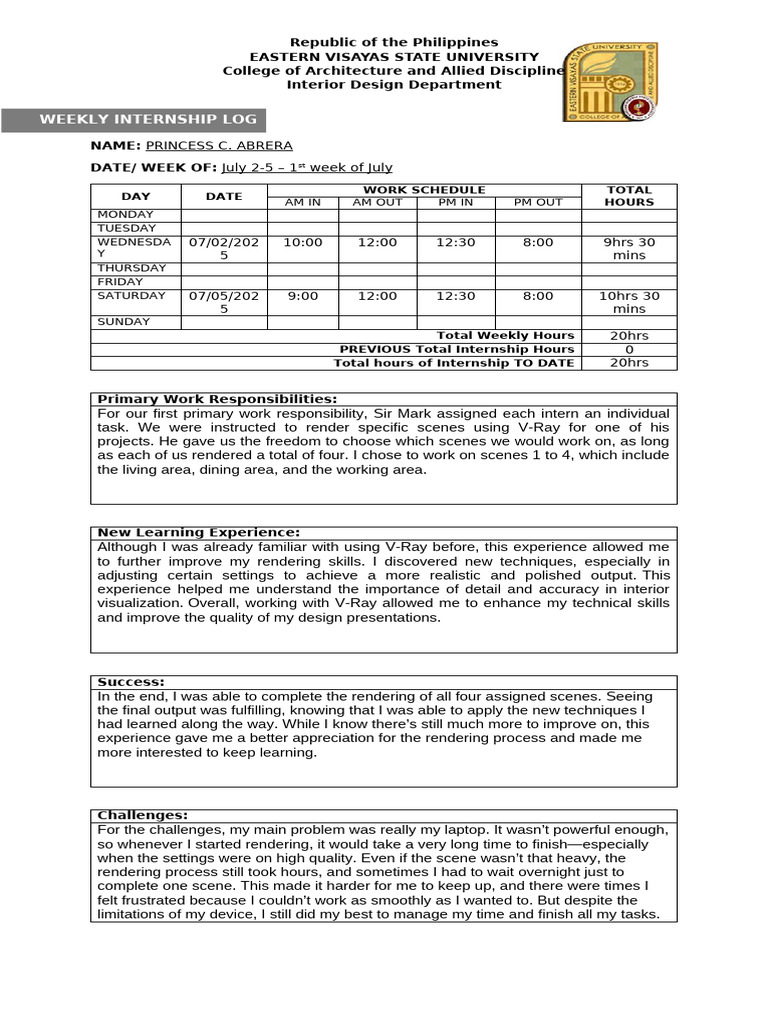 Weekly Internship Log: V-Ray Rendering | PDF | Rendering (Computer ...