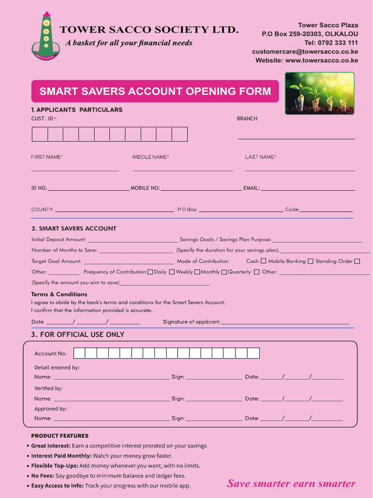 Smart Savers Account Opening Form | PDF