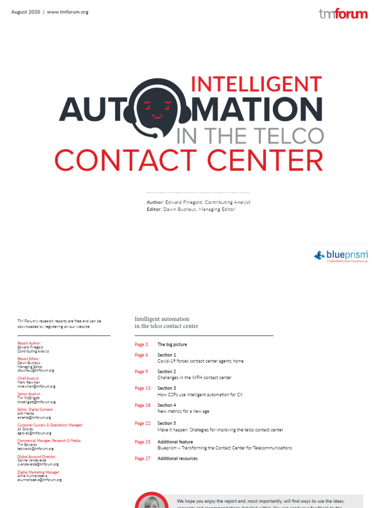 Intelligent Automation in Telco Contact Centers | PDF | Call Centre ...