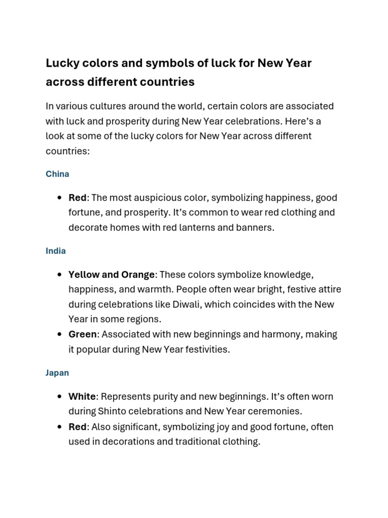 Lucky Colors and Symbols of Luck For New Year Across Different ...