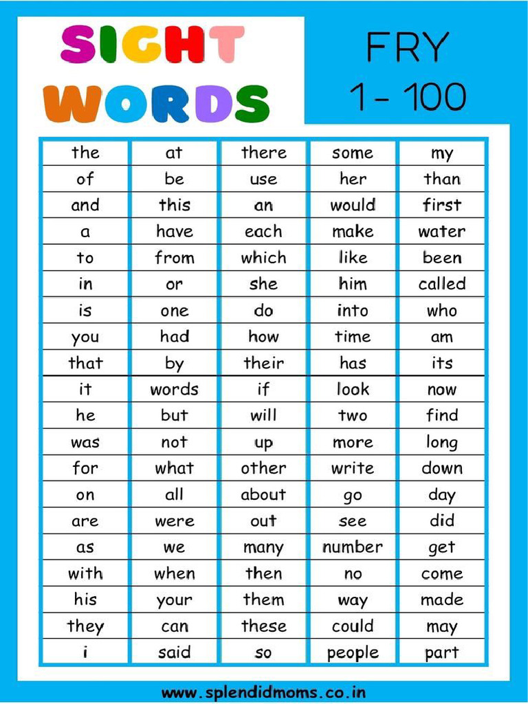 Sight Words 1 1000 | PDF