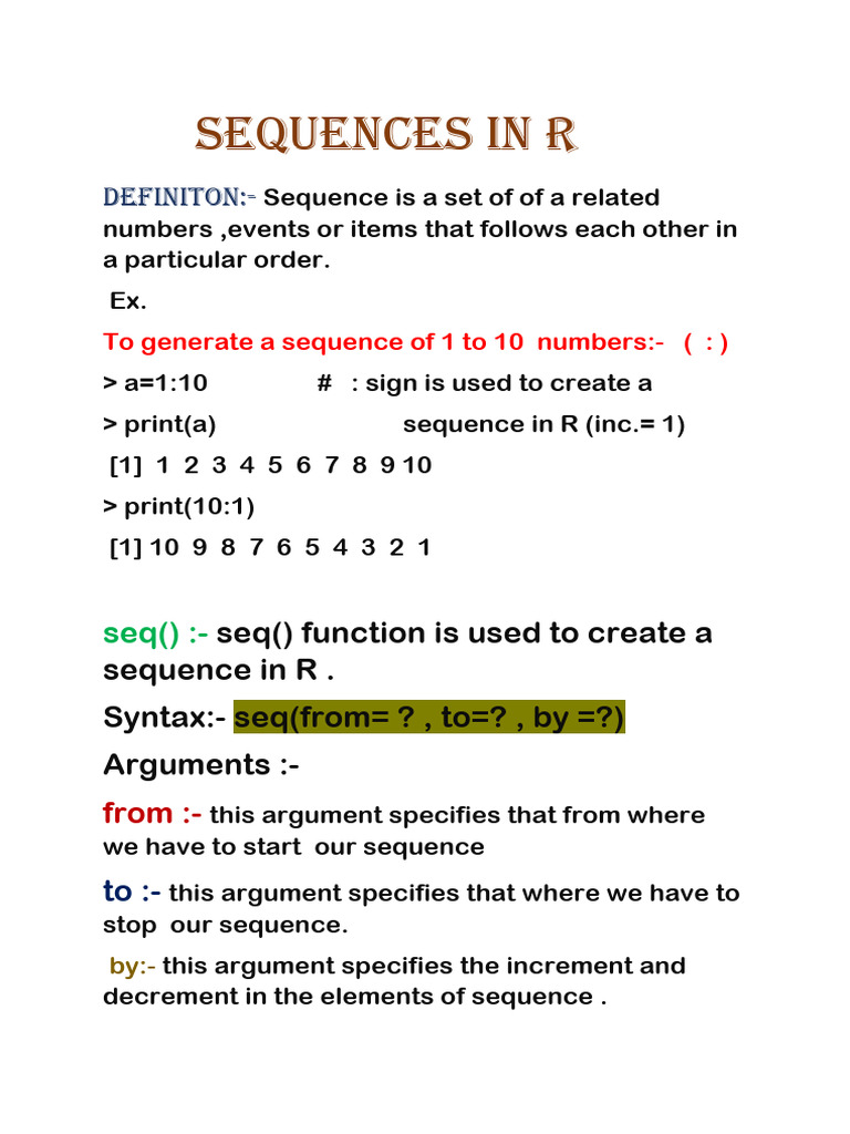 R Sequences: Creating Number Series | PDF