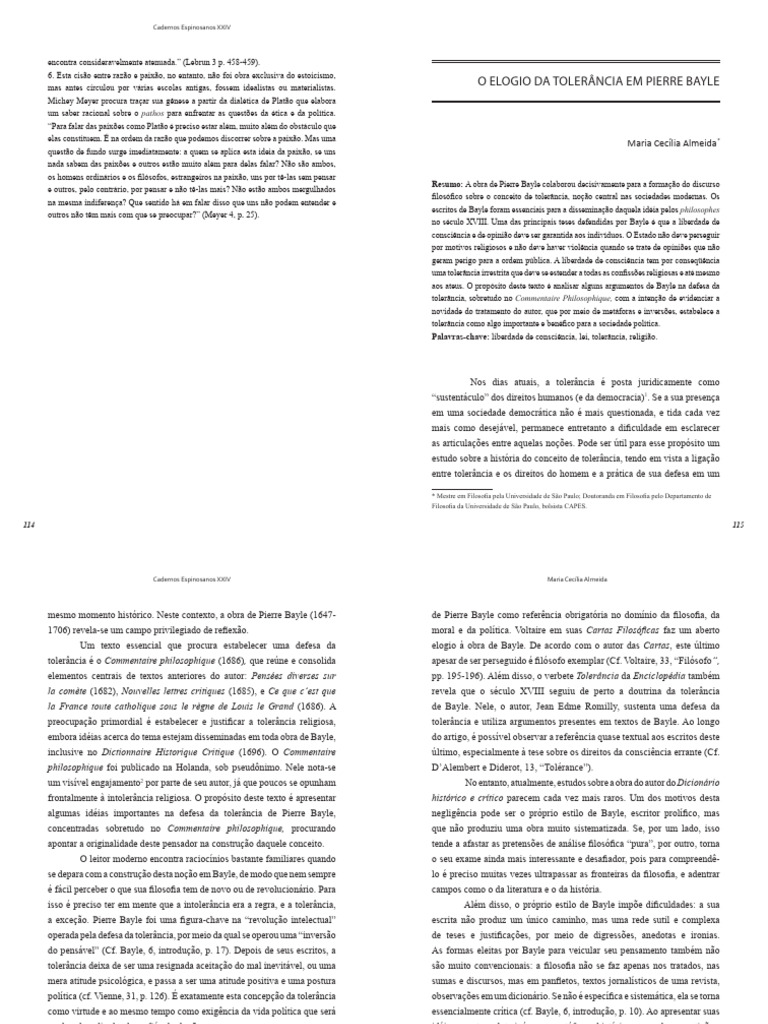 O elogio da tolerancia em Pierre Bayle | PDF | Protestantismo | Ateísmo