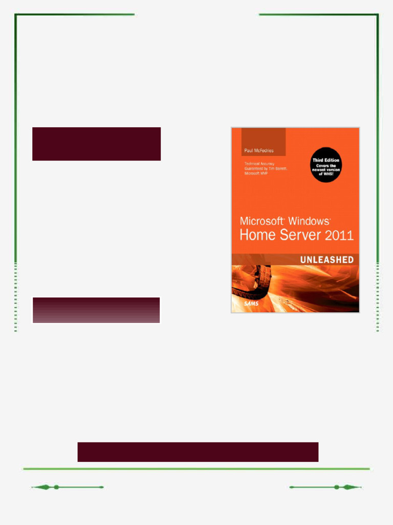 Microsoft Windows Home Server 2011 Unleashed 3rd Edition Paul Mcfedries ...